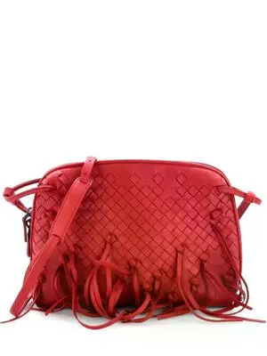 Bottega Veneta Nodini Fringe Intrecciato Nappa Small Crossbody Bag - Red