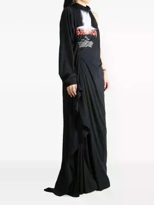 Balenciaga One-shoulder Graphic Maxi Dress