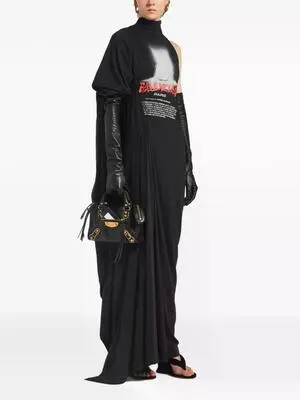 Balenciaga One-shoulder Graphic Maxi Dress - Black