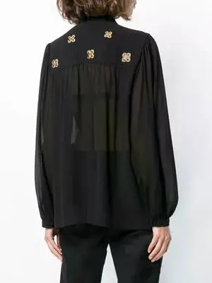 Saint Laurent Embroidered Silk Shirt - Black