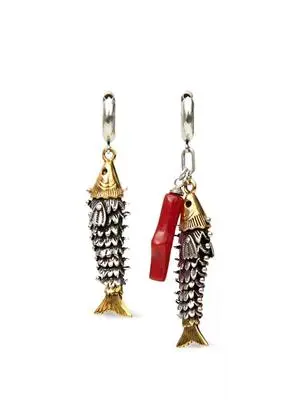 Isabel Marant Étoile Asymmetrical Fish Pendant Earrings - Silver