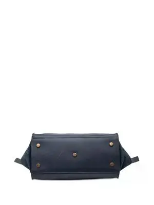 Saint Laurent Suede Trimmed Calfskin Downtown Cabas Satchel - Blue