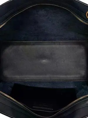 Saint Laurent Suede Trimmed Calfskin Downtown Cabas Satchel - Blue