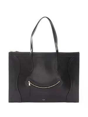 Celine Shiny Calfskin Flat Luggage Tote Bag - Black