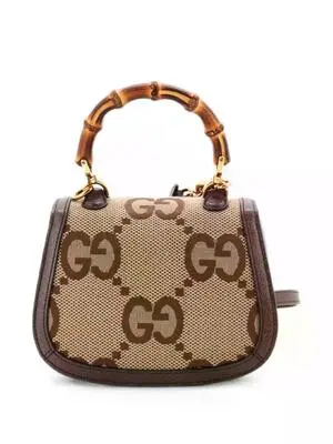 Gucci Bamboo 1947 Jumbo Gg Canvas Mini Crossbody Bag - Brown
