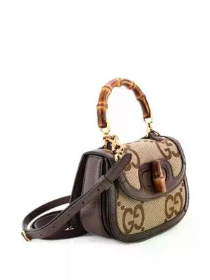Gucci Bamboo 1947 Jumbo Gg Canvas Mini Crossbody Bag - Brown