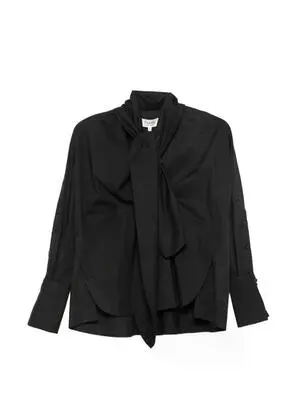 PSOPHIA Pussy-bow Long-sleeve Blouse - Black