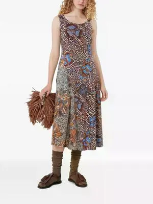 Max Mara Floral Print Midi Dress - Brown