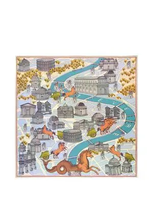 INOUI EDITIONS Graphic-print Square Scarf - Blue
