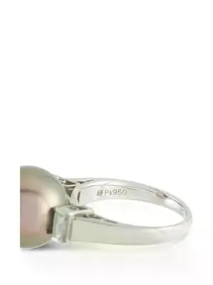 Mikimoto Tahitian Pearl And Diamond Ring In Platinum