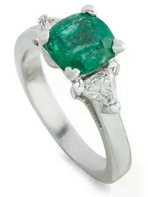 LB EXCLUSIVE Emerald And Diamond Platinum Ring