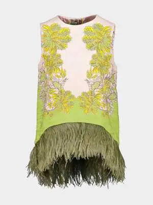 La DoubleJ Swathe Pink Feather Trim La Scala Top