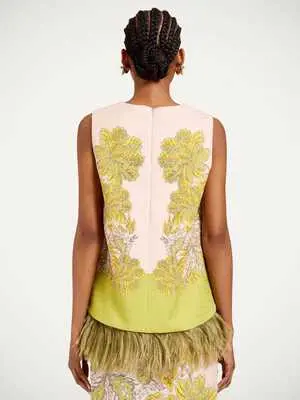 La DoubleJ Swathe Pink Feather Trim La Scala Top