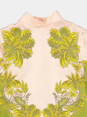 La DoubleJ Silk Feather Trimmed Top - Multicolour