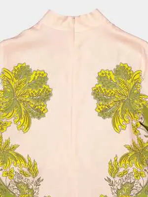 La DoubleJ Silk Feather Trimmed Top - Multicolour