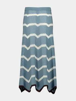 La DoubleJ Chevron Knit Midi Skirt - Blue