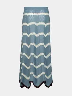 La DoubleJ Chevron Knit Midi Skirt - Blue