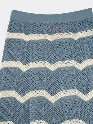 La DoubleJ Chevron Knit Midi Skirt - Blue