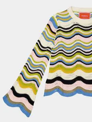 La DoubleJ Chevron Knit Cropped Sweater
