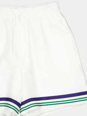 Casablanca Hotel Emblem Silk Shorts - White