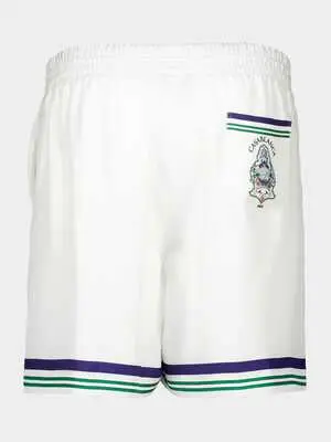 Casablanca Hotel Emblem Silk Shorts - White