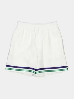 Casablanca Hotel Emblem Silk Shorts - White