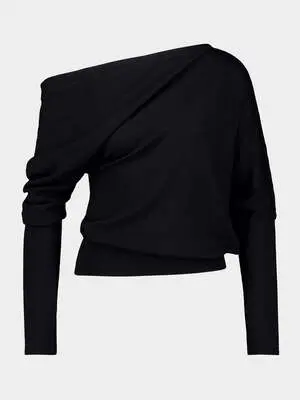 TOM FORD Off-shoulder Wool-silk Top - Black