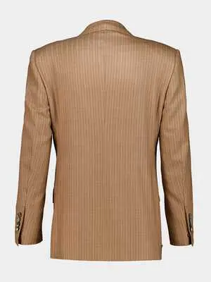 TOM FORD Camel Saxony Stripe Wool Blazer