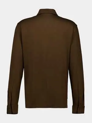 TOM FORD Cotton-silk Long Sleeve Polo - Brown