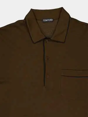 TOM FORD Cotton-silk Long Sleeve Polo - Brown