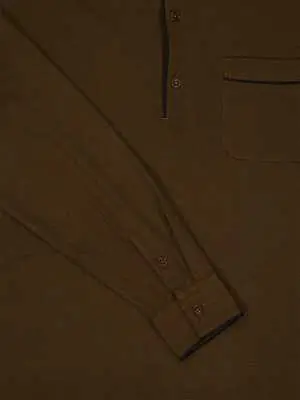 TOM FORD Cotton-silk Long Sleeve Polo - Brown