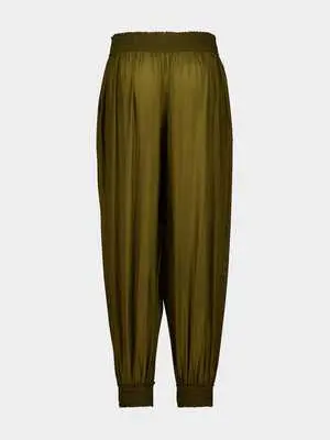 Zimmermann Olive Mahon Silk Harem Pants - Green