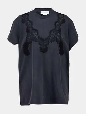 Stella McCartney Relaxed T-shirt With Lace Detail - Black