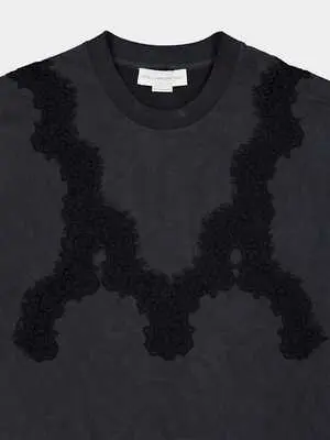 Stella McCartney Relaxed T-shirt With Lace Detail - Black