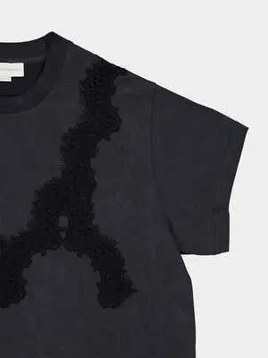 Stella McCartney Relaxed T-shirt With Lace Detail - Black