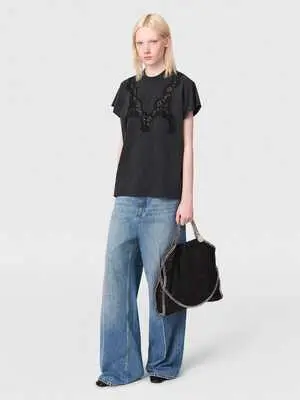 Stella McCartney Relaxed T-shirt With Lace Detail - Black