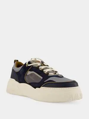 Fendi Force Technical Fabric And Suede Trainers - Blue