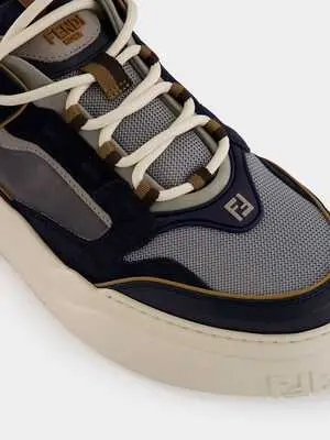 Fendi Force Technical Fabric And Suede Trainers - Blue