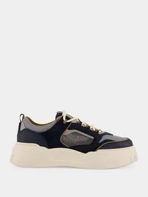 Fendi Force Technical Fabric And Suede Trainers - Blue
