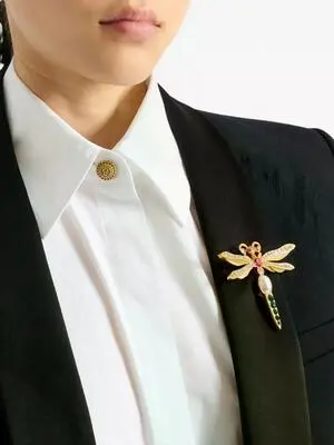 Balmain Brass And Crystal Insect Brooch