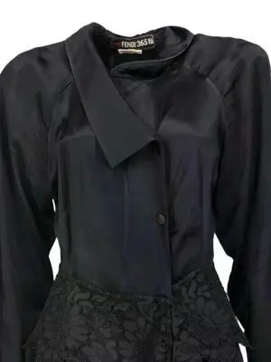 Fendi Silk Lace Trim High Neck Midi Dress