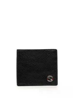 Gucci 2000-2015 Calfskin Web Interlocking G Bifold Wallet Small Wallets - Black