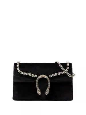 Gucci Dionysus Crystal Embellished Velvet Crossbody Bag - Black