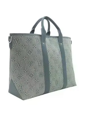 LOUIS VUITTON Monogram Washed Denim Weekend Tote - Blue