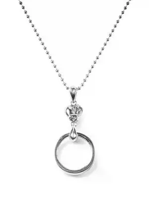 Chrome Hearts Sterling Engraved Logo Heart Motif Ball Chain Eyewear Holder Pendant Necklace - Silver