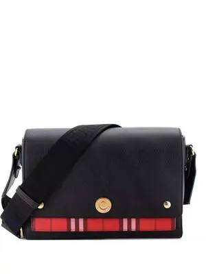 Burberry Vintage Check Canvas And Leather Crossbody Bag - Black