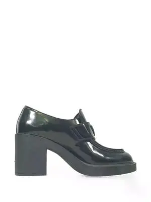 Prada Chocolate Logo-plaque Heeled Loafers
