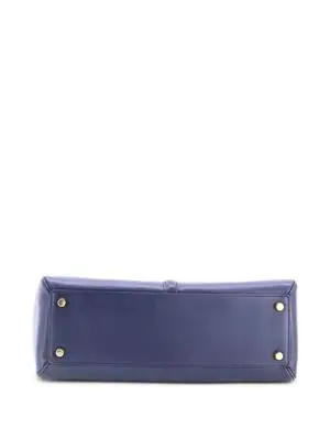 Celine 16 Top Handle Bag In Smooth Calfskin - Blue
