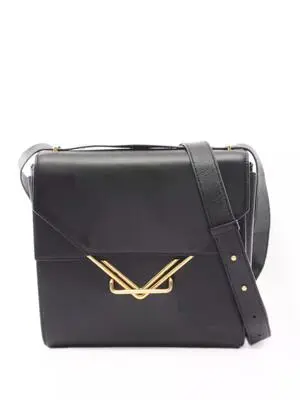 Bottega Veneta The Clip Leather Crossbody Bag - Black