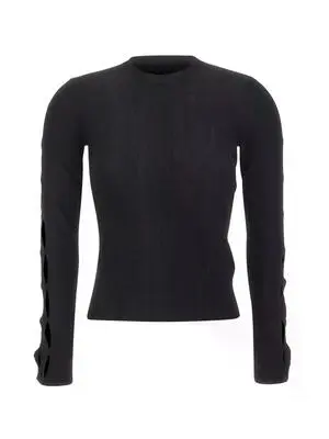 KAOS Ribbed Texture Braided-sleeve Sweater